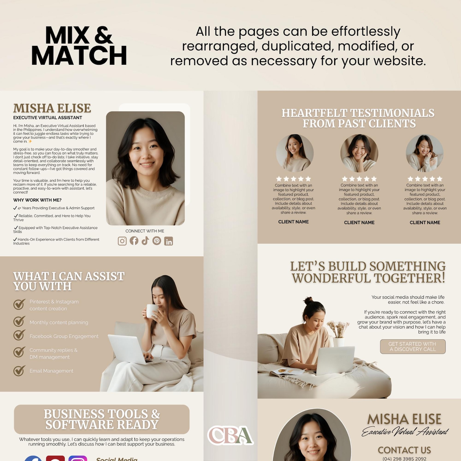 Executive Virtual Assistant Portfolio Template – Website Template Canva ...