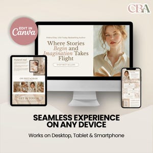 Book Author Website Canva Template, One Page Website for Authors Book ...