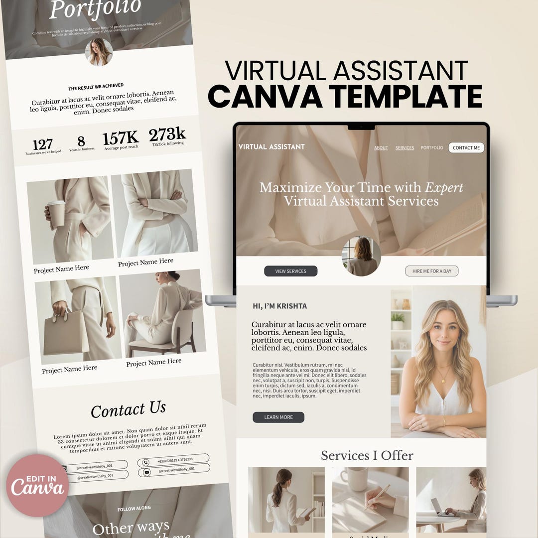 Virtual Assistant Portfolio Template Canva | Done for You Website ...