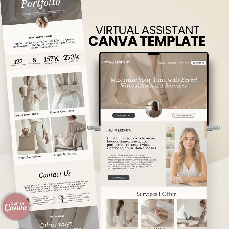 Virtual Assistant Portfolio Template Canva | Done for You Website ...