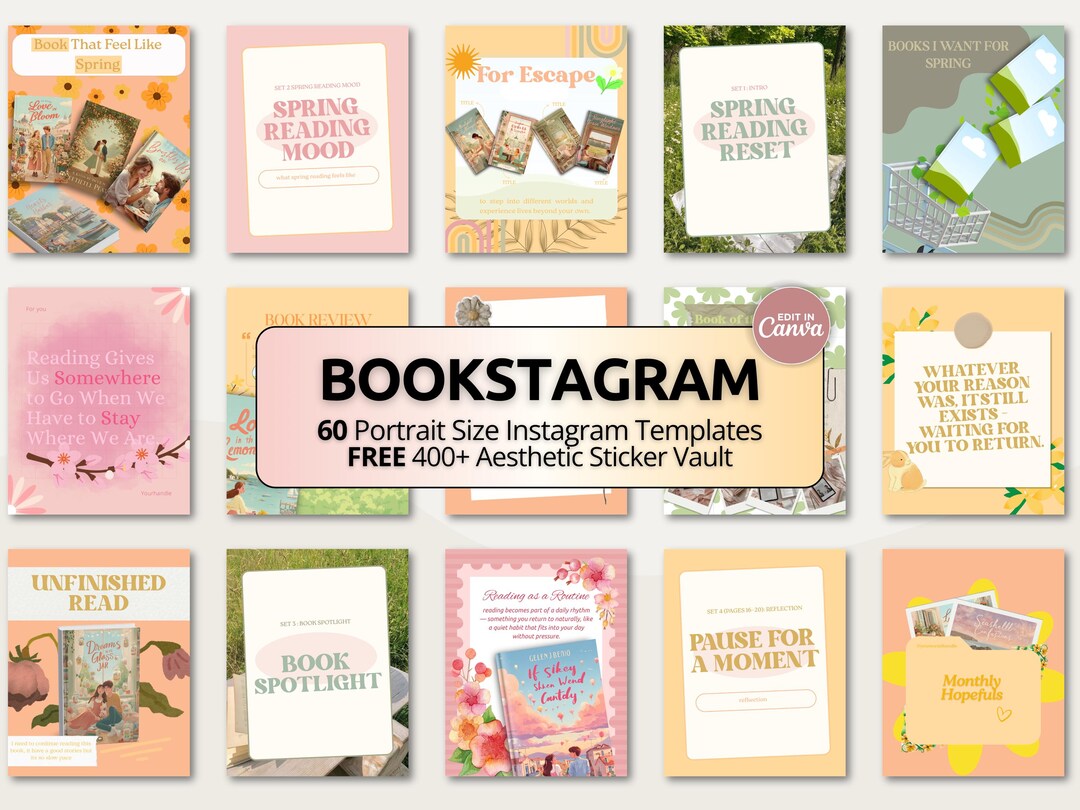 Retro Spring Bookish Carousel Template for Bookstagram & Booktok ...