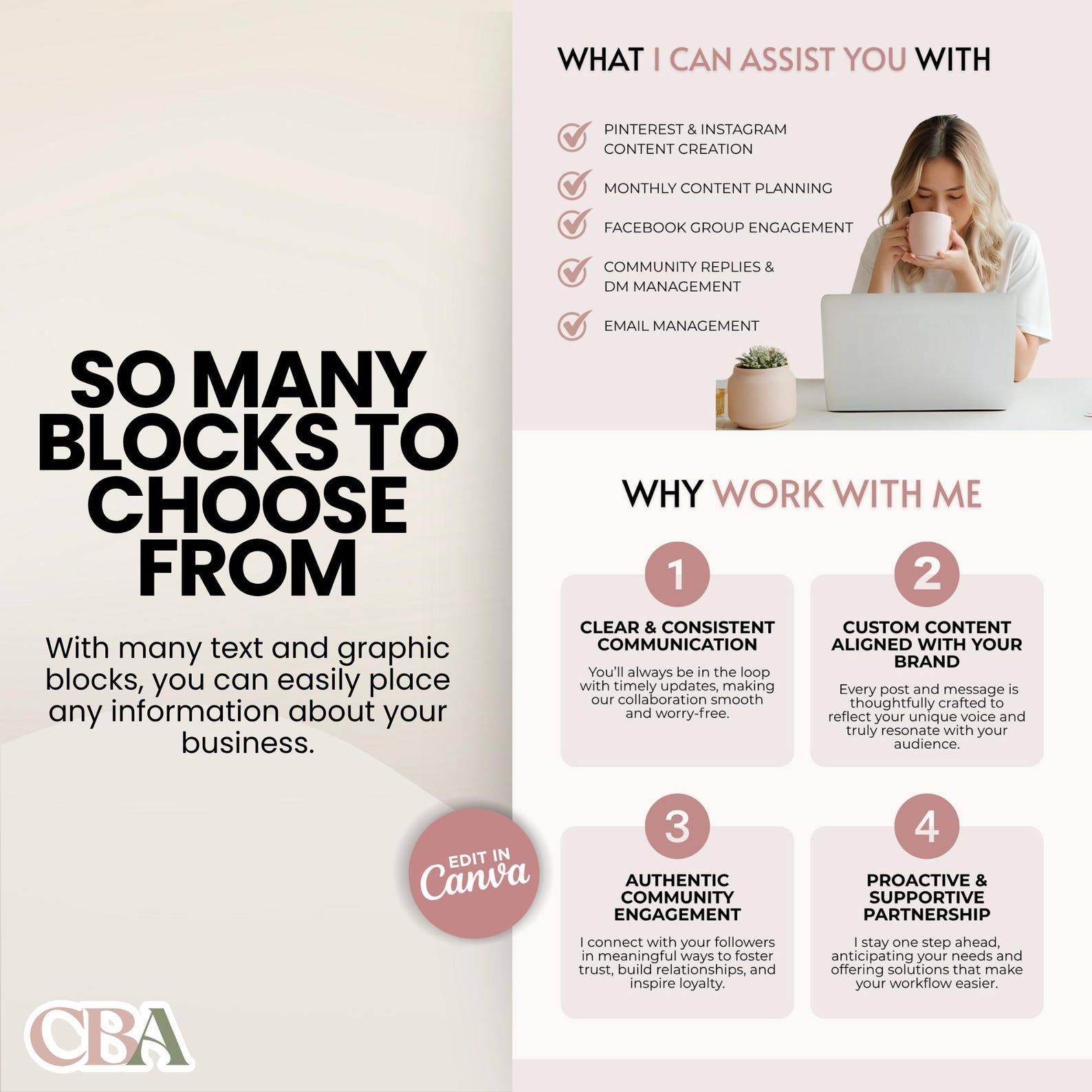 Virtual Assistant Portfolio Website Template – Editable Canva Design ...