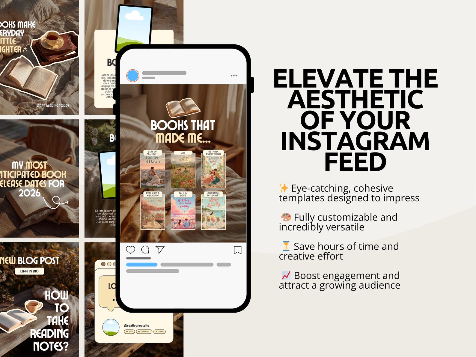 Golden Hour Bookish Carousel Template | Trendy Canva Posts for ...