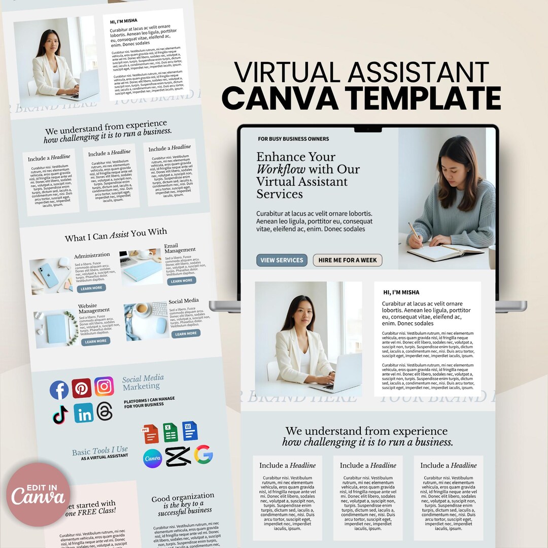 Virtual Assistant Portfolio Template Canva | Done for You Website ...