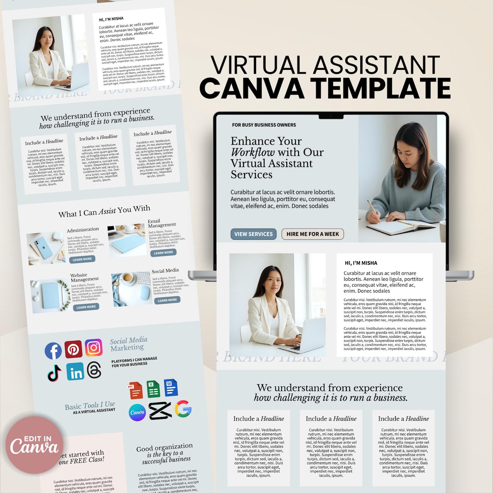 Virtual Assistant Portfolio Template Canva | Done for You Website ...