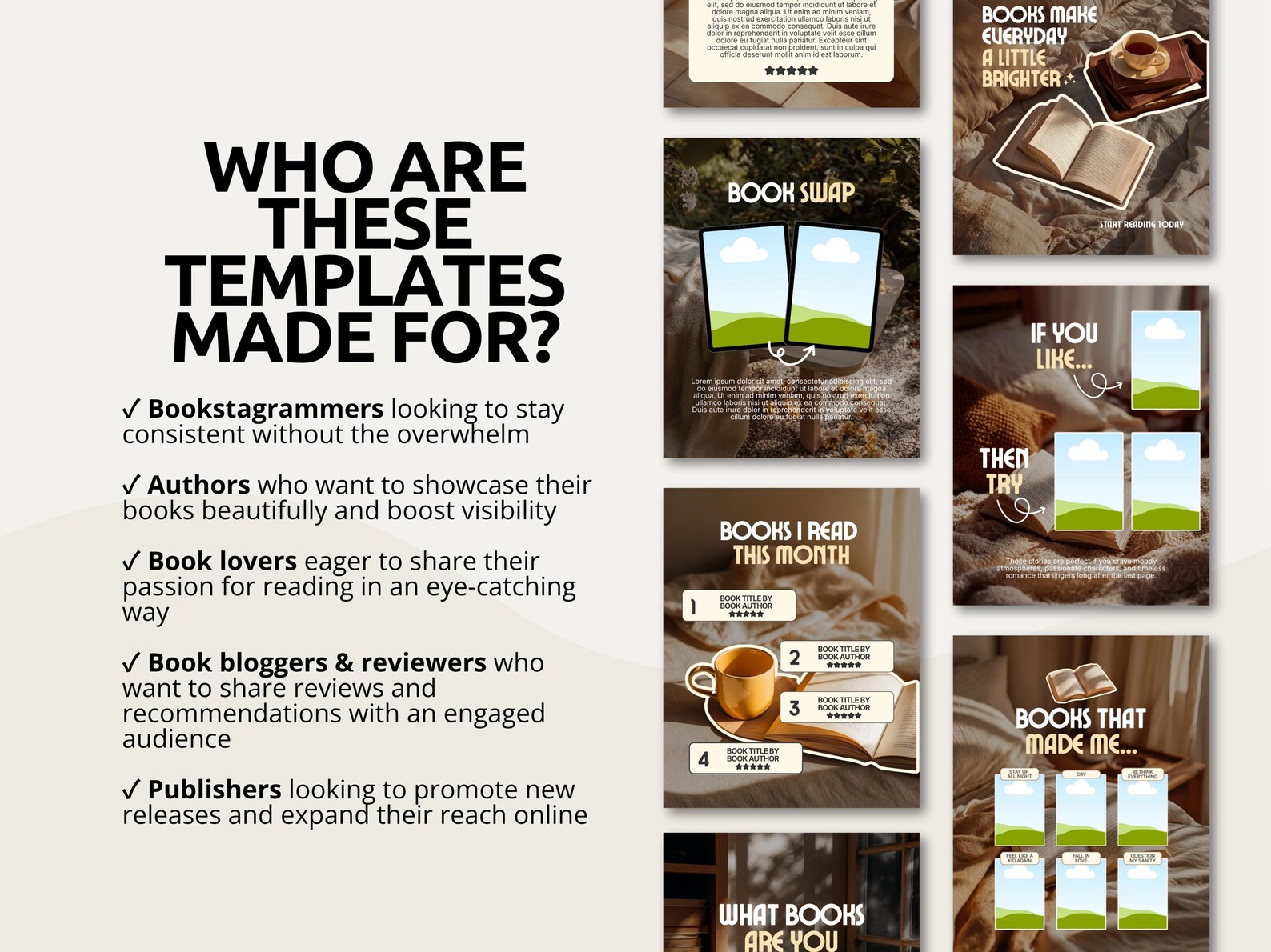 Golden Hour Bookish Carousel Template | Trendy Canva Posts for ...
