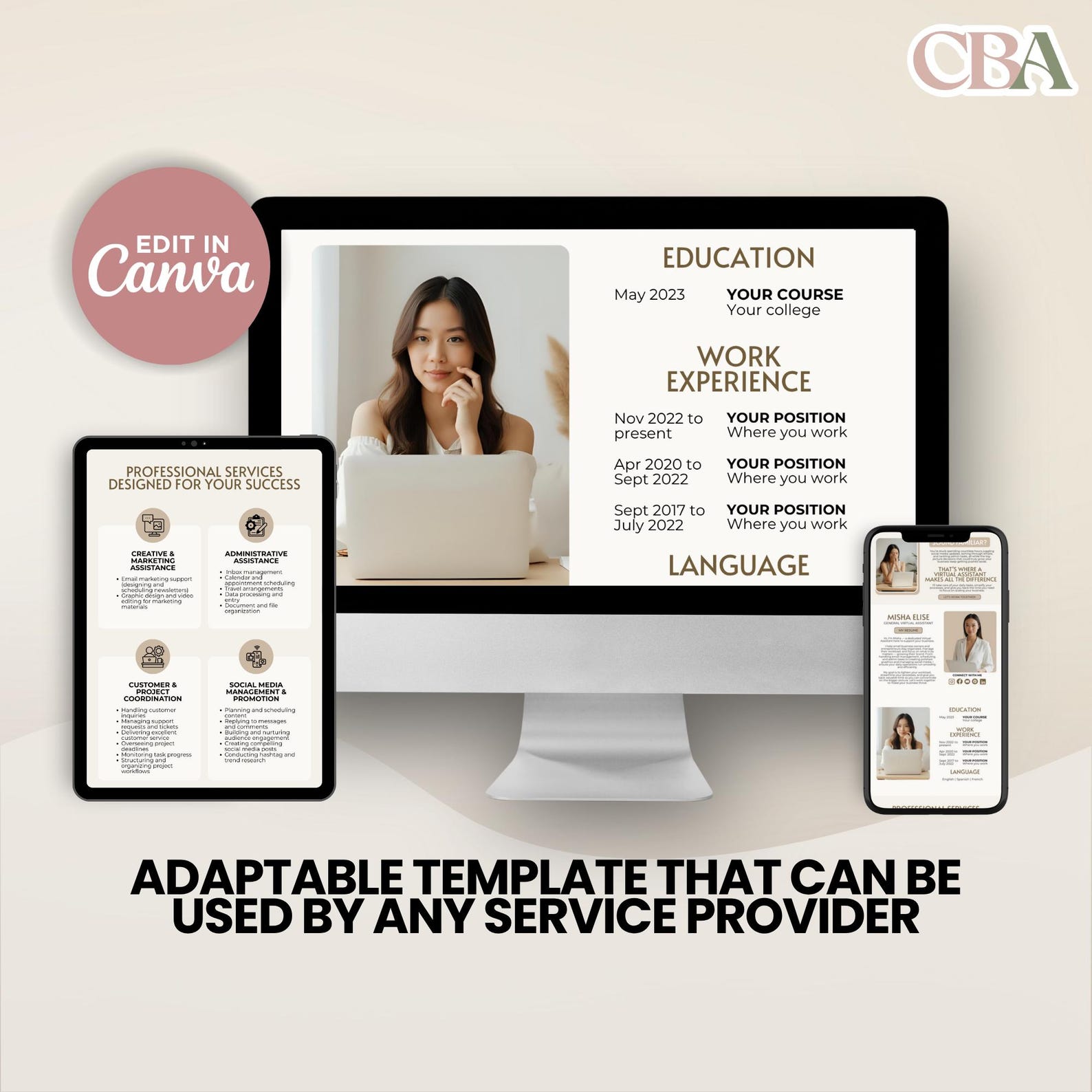 Editable Virtual Assistant Portfolio Website Template for Canva ...
