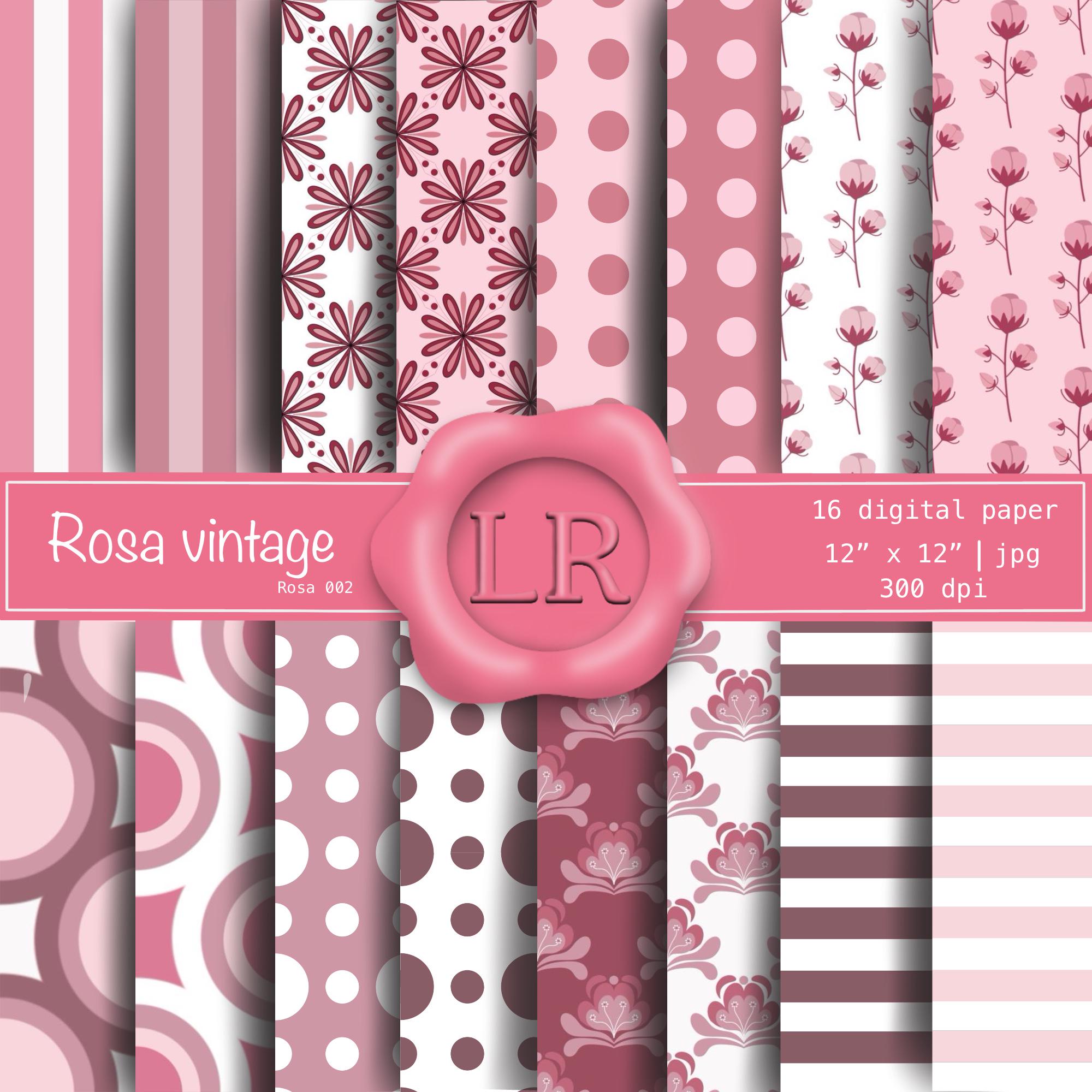 16 Vintage Pink Digital Papers, Digital Printable Papers, Digital ...