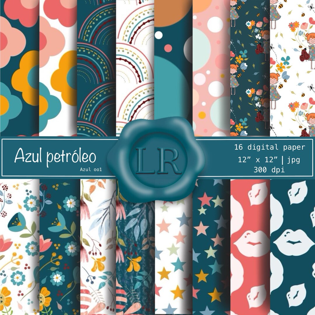 16 Blue Digital Papers, Digital Printable Papers, Digital Pattern ...