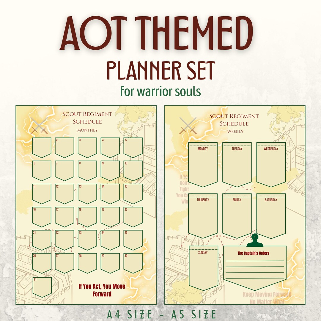 Attack on Titan Inspired Weekly - Monthly Planner | Printable Shingeki ...