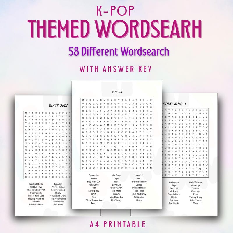 Kpop Demon Hunters Word Search - Etsy