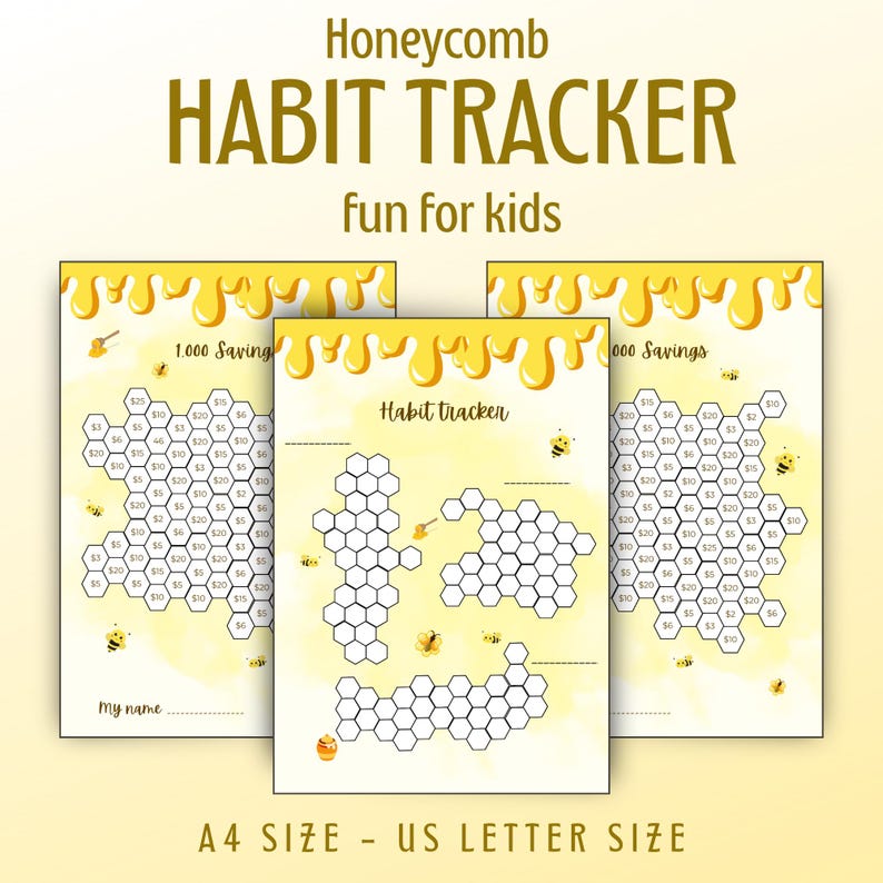 Honeycomb Habit Tracker for Kids | Mood, Savings and Reward Charts | 5 ...