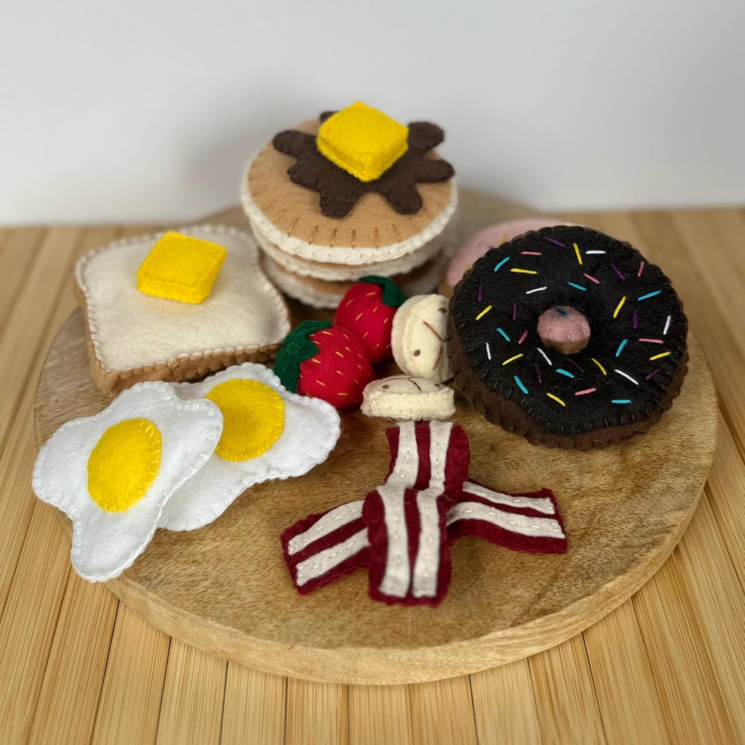 Felt Breakfast Play Food Set – Montessori Pretend Kitchen Bundle ...