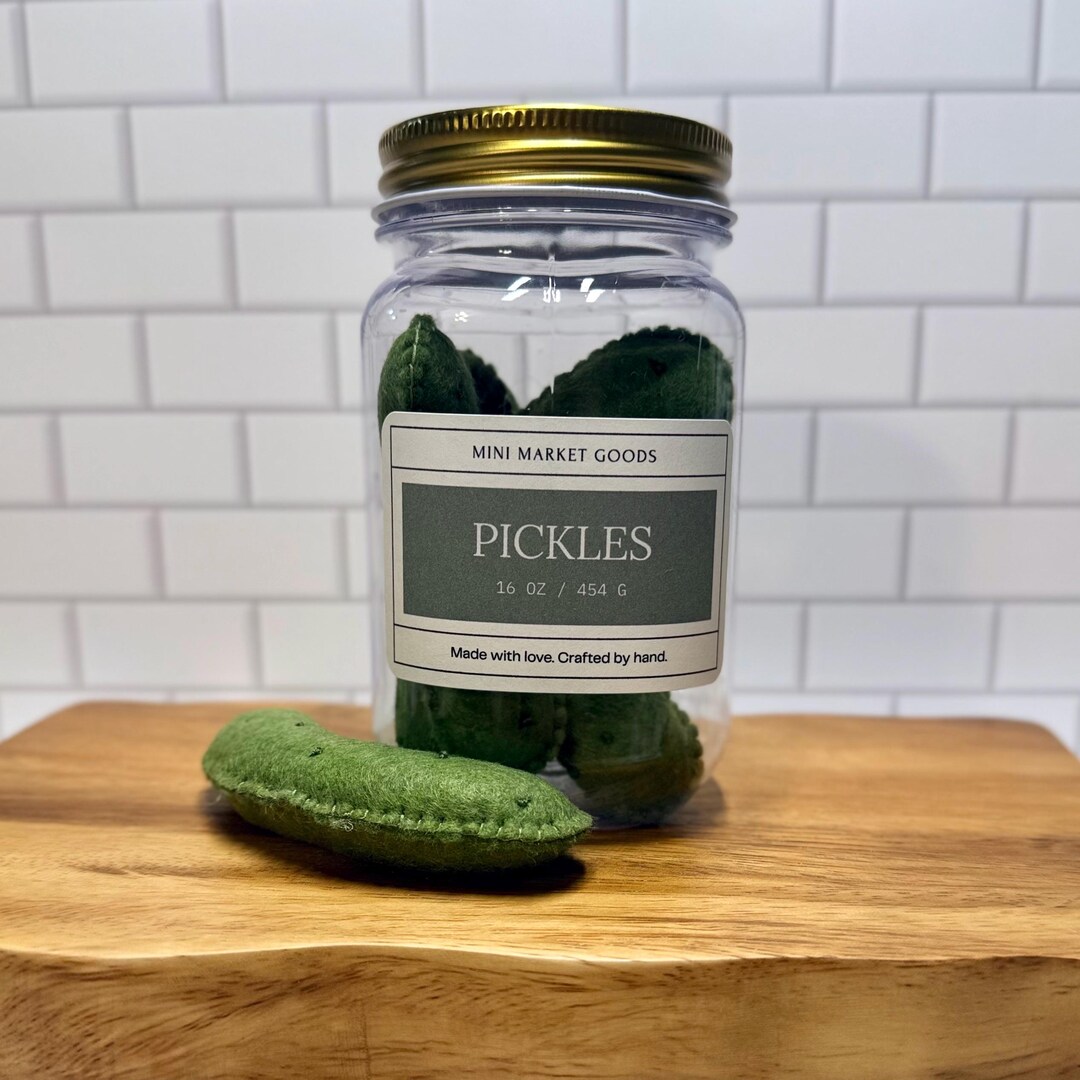 Hand Sewn Felt Pickles in Mason Jar | Pretend Play Food - Etsy