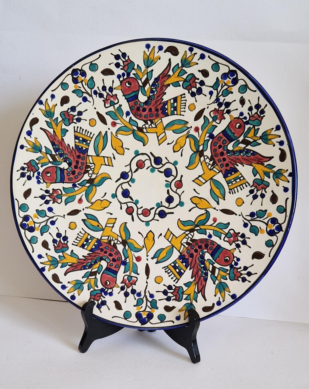 Tunisian Folk Art, Hand-painted Ceramic Plate: Signed by Artist Milad ...