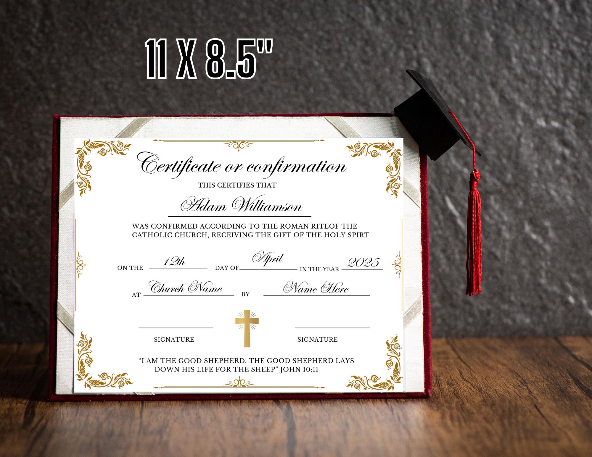 Editable Certificate of Confirmation, Religious Catholic Confirmation Certificate, Sacrament of ...