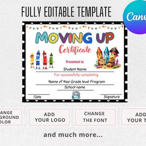 Editable Preschool Moving up Certificate, Prek Moving up Certificate ...