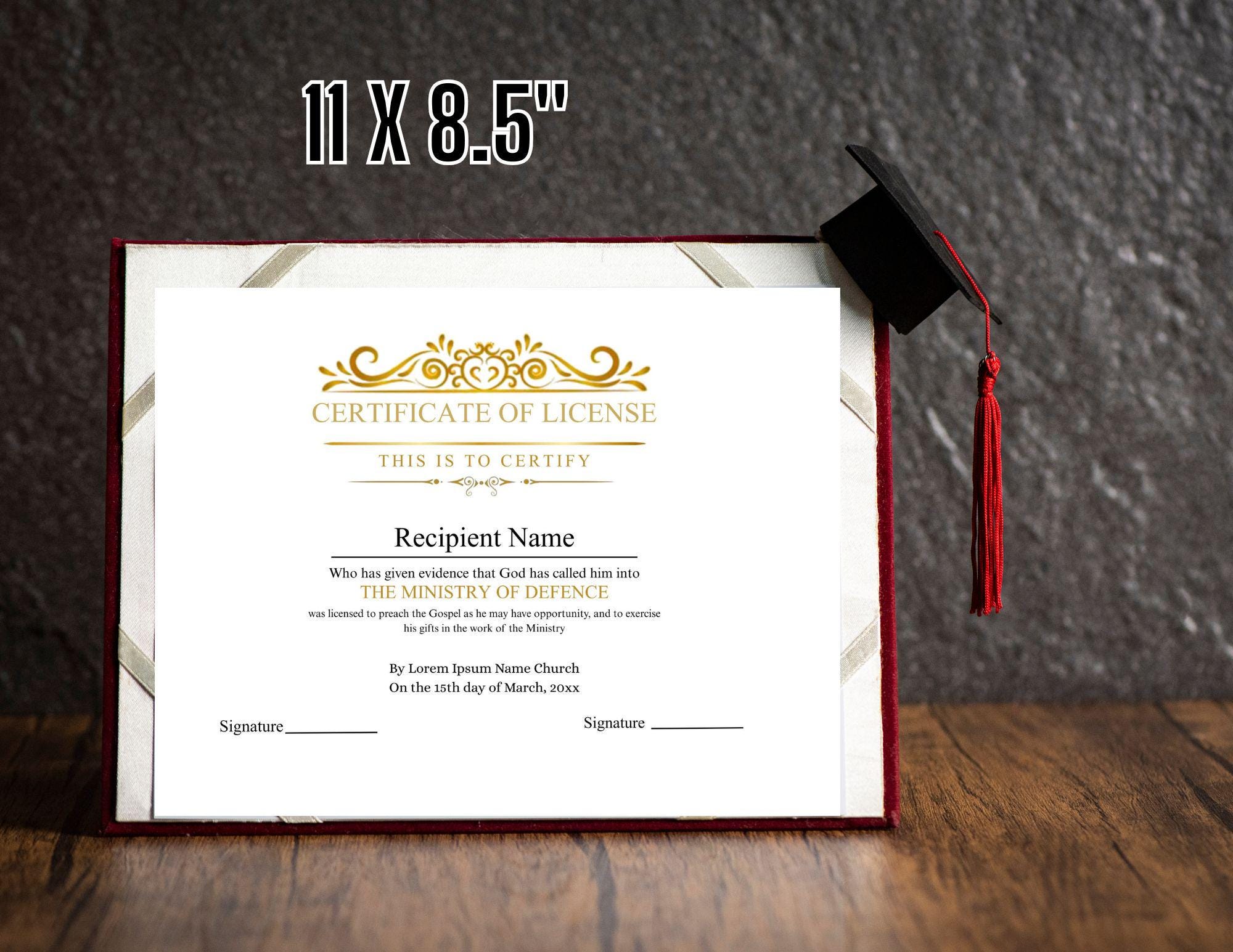 Editable License to Preach Template, Printable Certificate of License ...