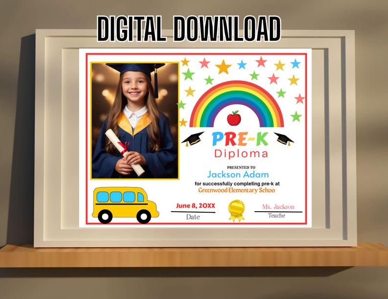 Editable Pre-k Diploma Graduation Pre-k Certificate School Graduation ...