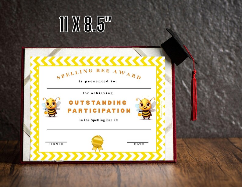 Editable Spelling Bee Certificate Printable, Spelling Bee Certificate ...