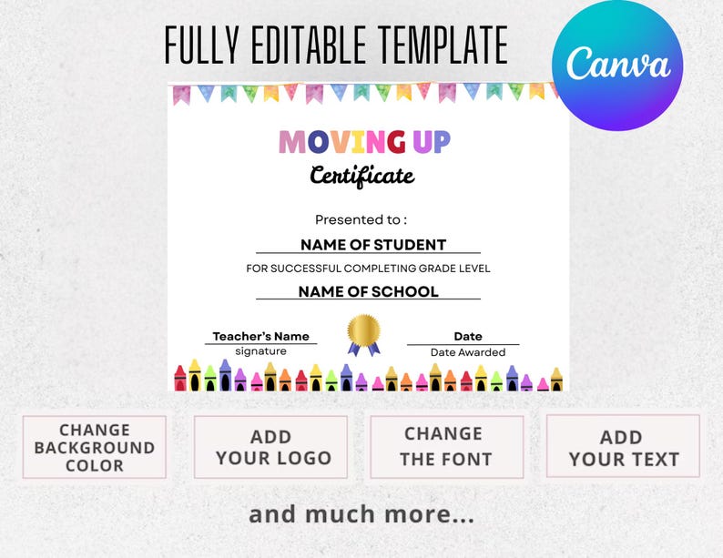 Editable Preschool Moving up Certificate, Prek Moving up Certificate ...