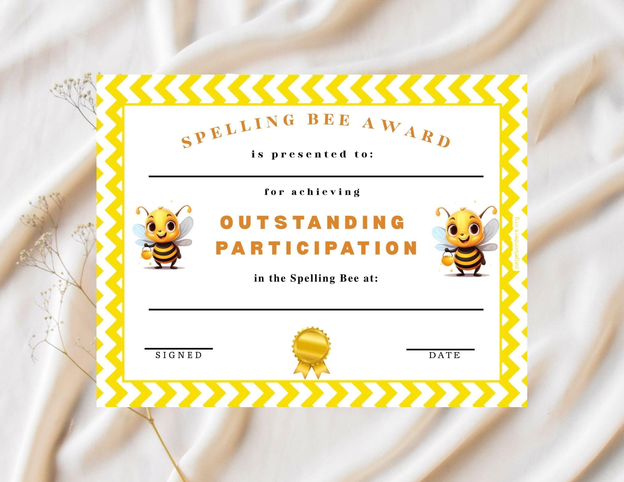 Editable Spelling Bee Certificate Printable, Spelling Bee Certificate ...