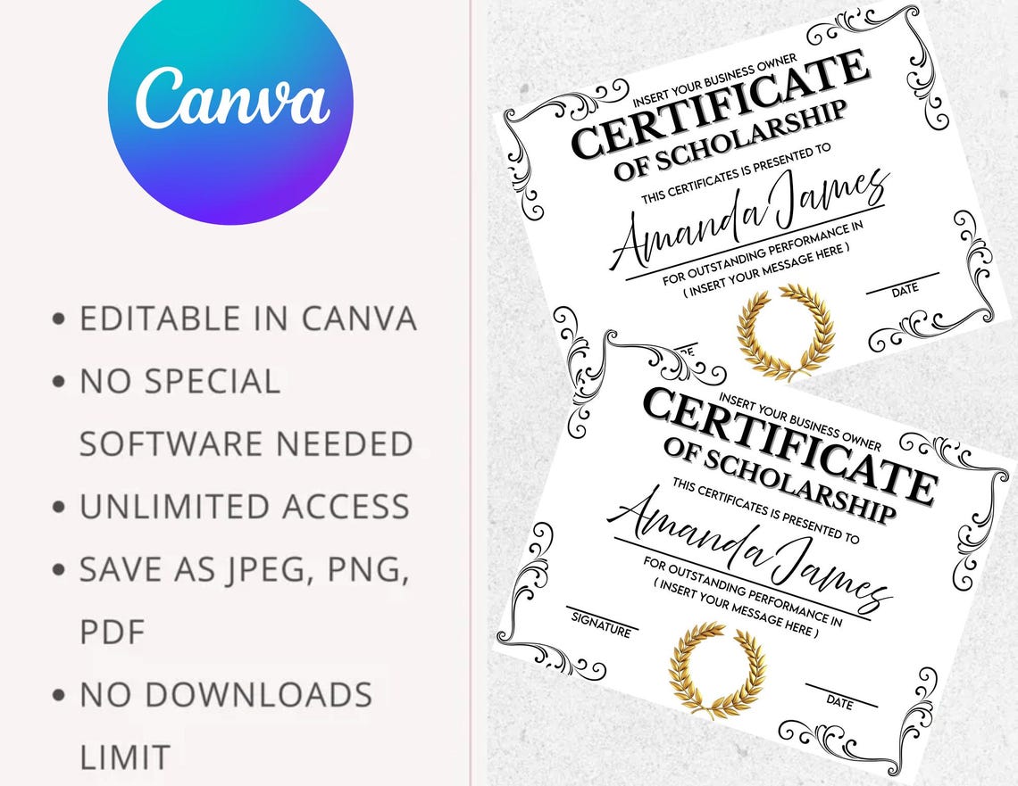 Certificate of Scholarship, Scholarship Template, Scholarship Award ...