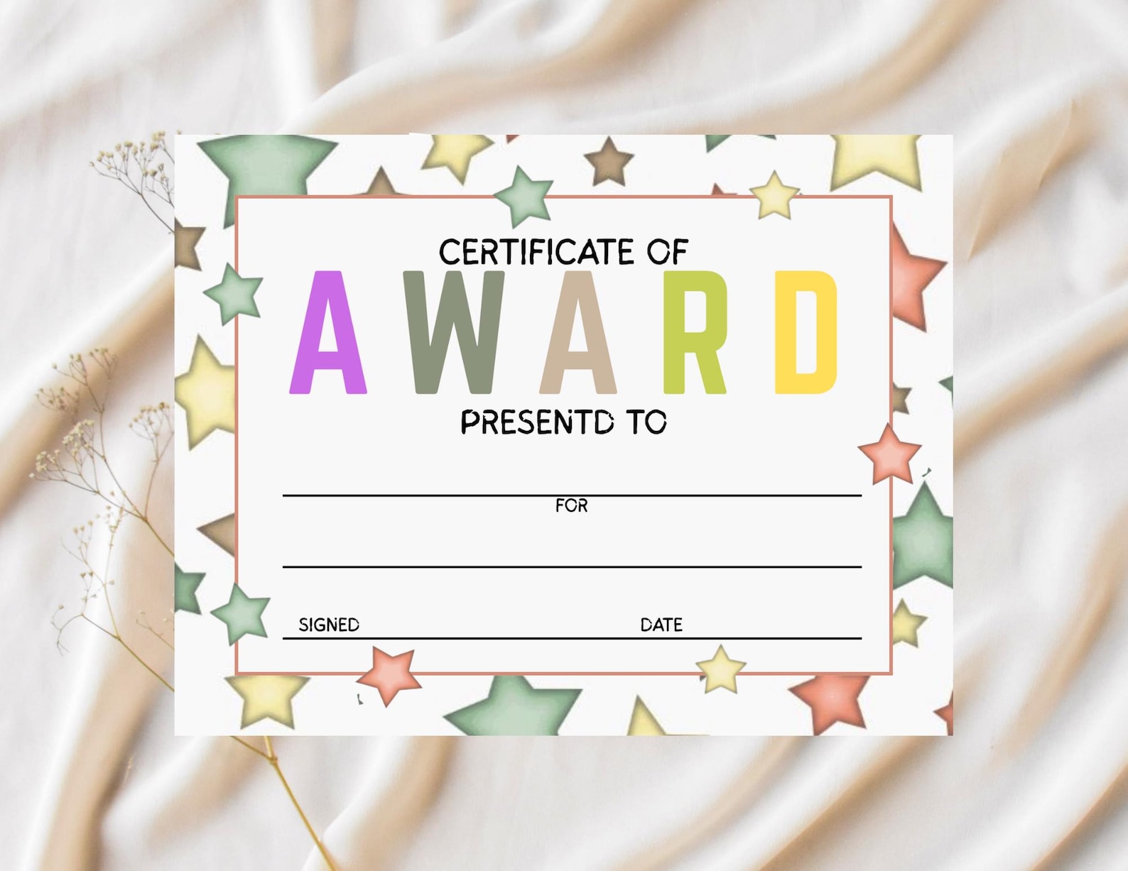 Editable Printable Award, Gold Star Certificate for Kids, Teacher ...