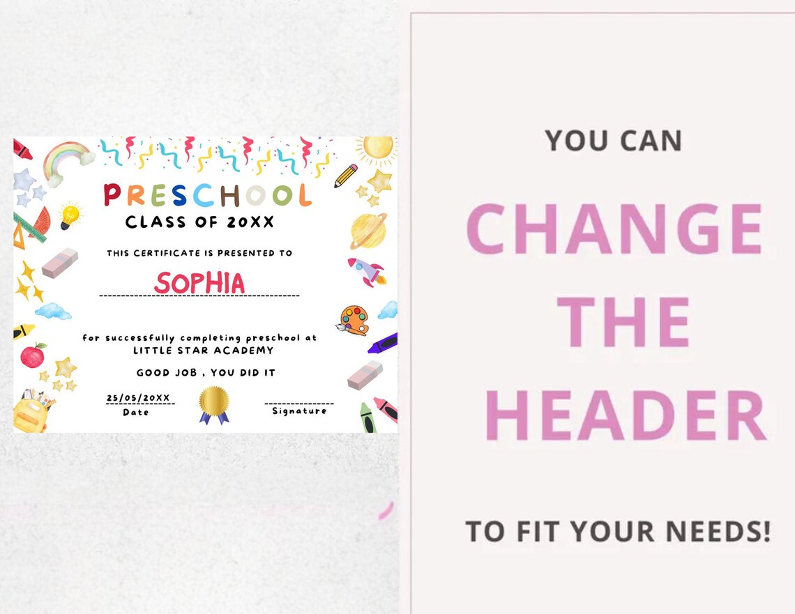 Infant & Toddler Diploma Template, PRINTABLE School Certificate, Canva ...