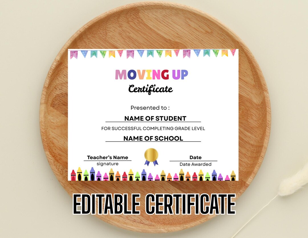 Editable Preschool Moving up Certificate, Prek Moving up Certificate ...
