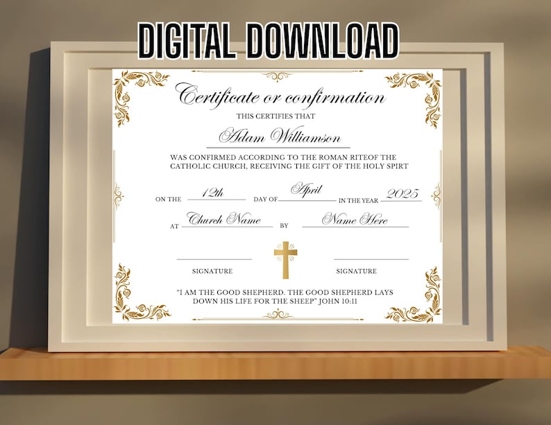 Editable Certificate of Confirmation, Religious Catholic Confirmation ...