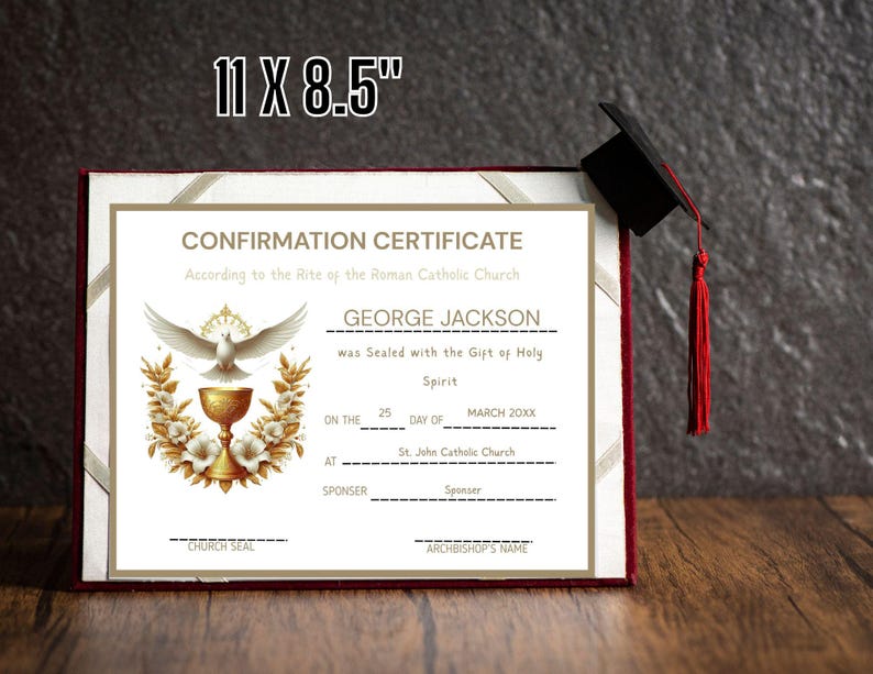 Confirmation Certificate Adult Confirmation Certificate Catholic ...