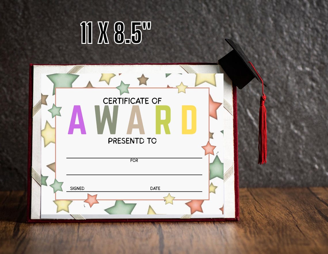 Editable Printable Award, Gold Star Certificate for Kids, Teacher ...