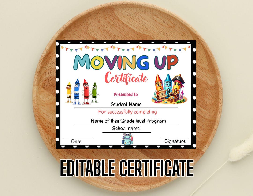 Editable Preschool Moving up Certificate, Prek Moving up Certificate ...