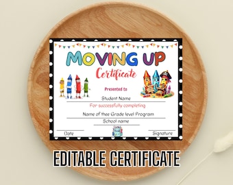 Editable Preschool Moving up Certificate, Prek Moving up Certificate ...