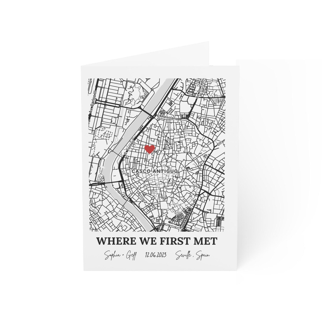 Personalized Where We Met Map Card | Anniversary Gift - Etsy