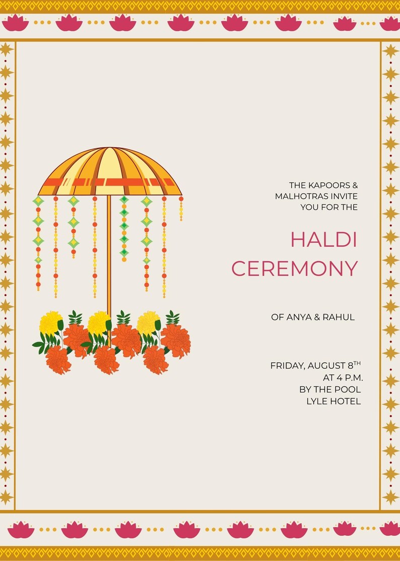 Editable Haldi Ceremony Invitation | Indian Wedding Canva Template ...
