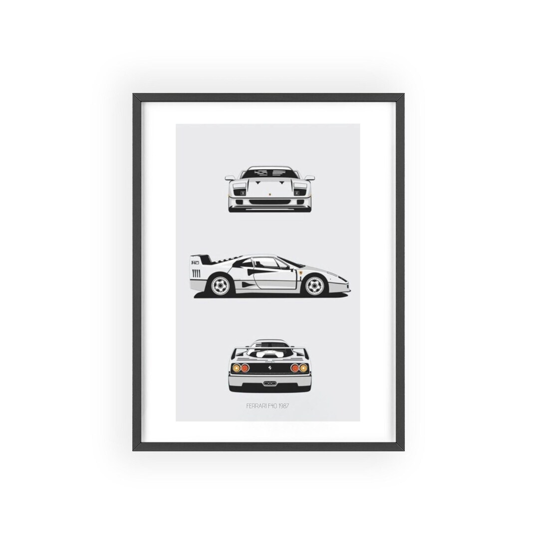 FERRARI F40 1987 / Front-side-back Profile - Etsy