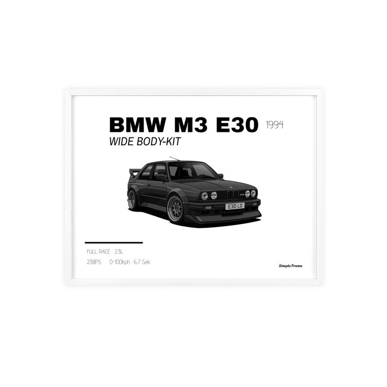 BMW M3 E30 Wall Art 1994 Generation / Wide Body-kit / Fan Art (ai) - Etsy