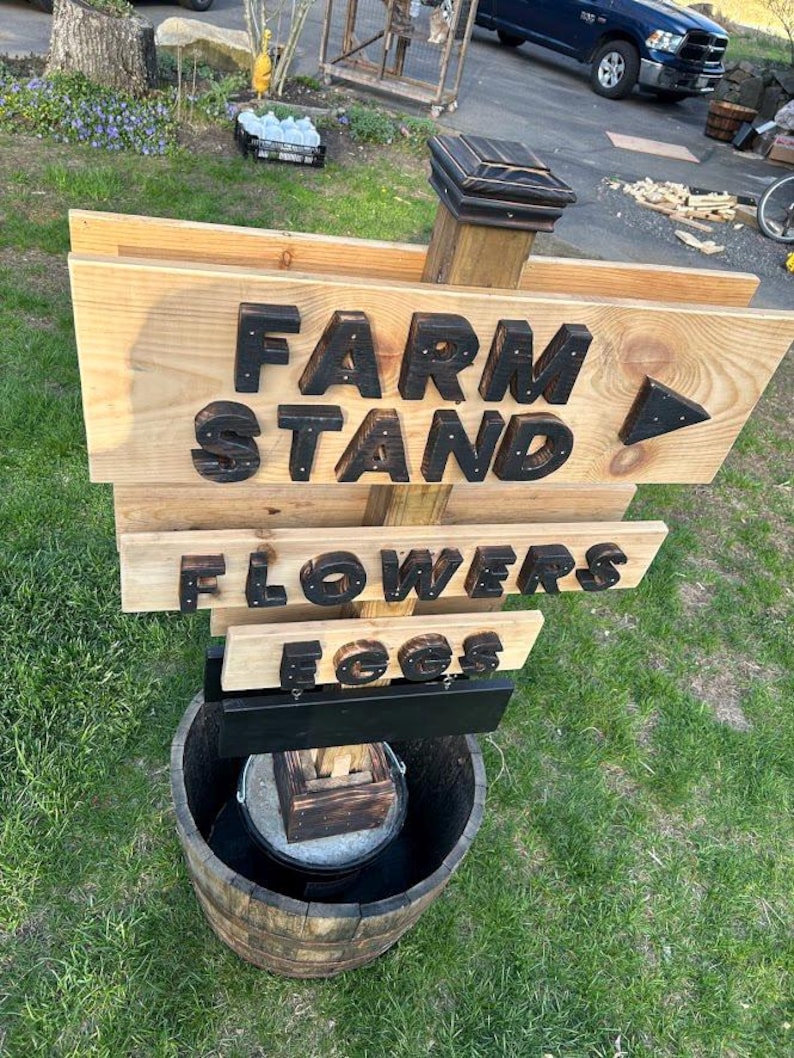 Farm Stand Sign Set With Hand Cut Burned Lettering - Etsy