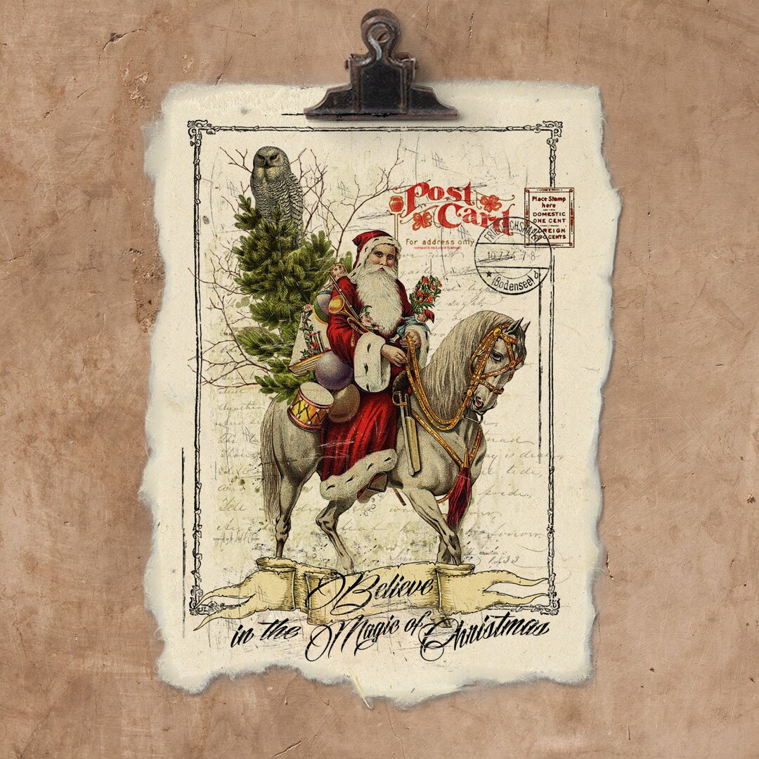 Artisan Magical Santa Handmade Paper Print. - Etsy