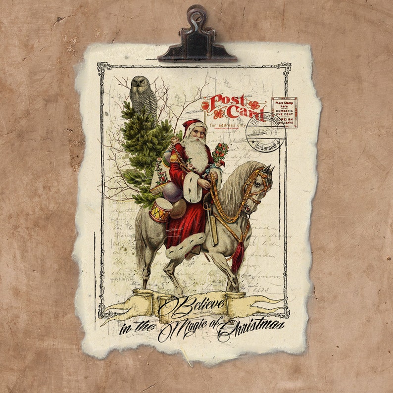 Artisan Magical Santa Handmade Paper Print. - Etsy