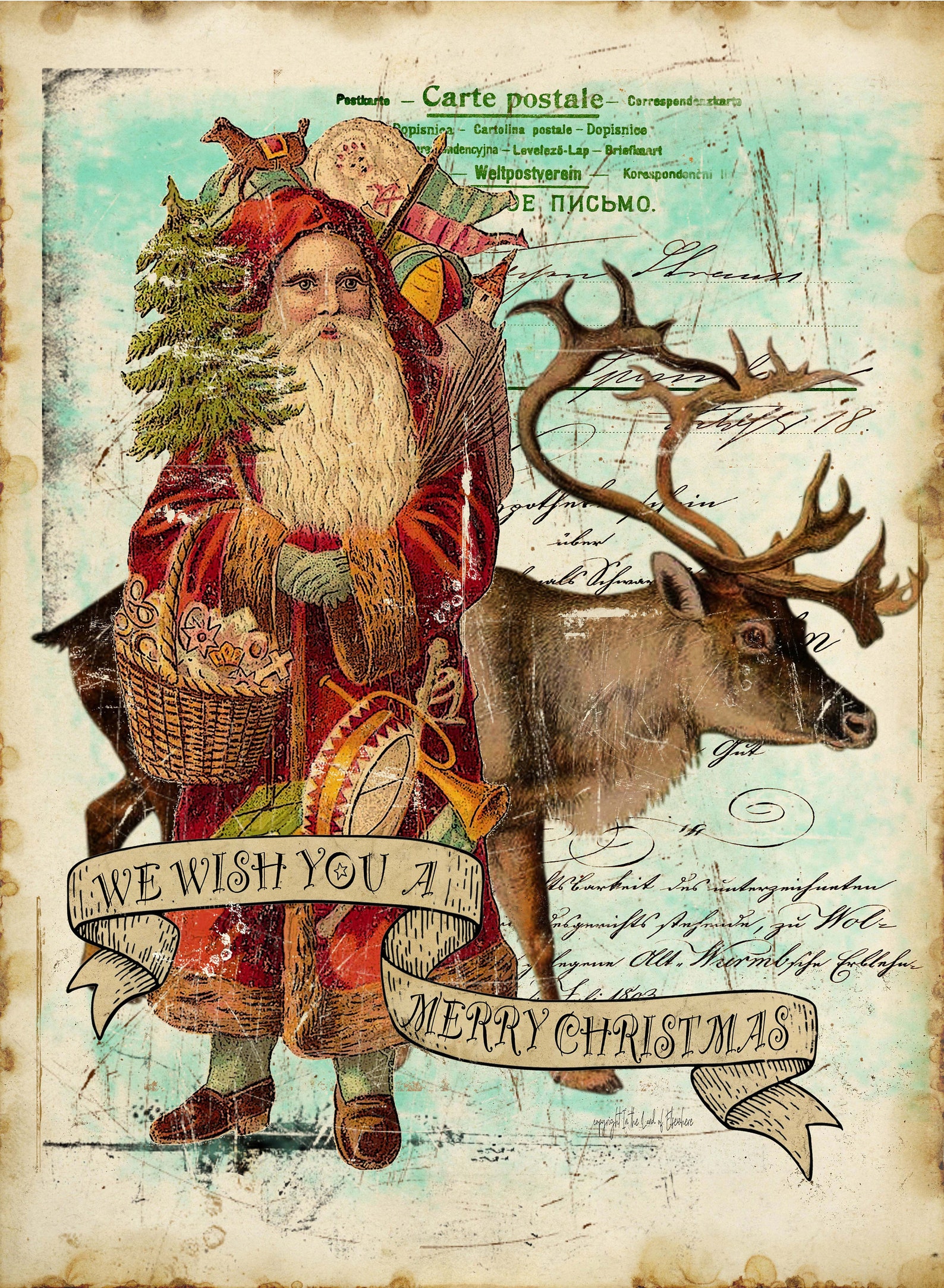 Artisan Wish Santa 44X60 Canvas Wall Tapestry. - Etsy