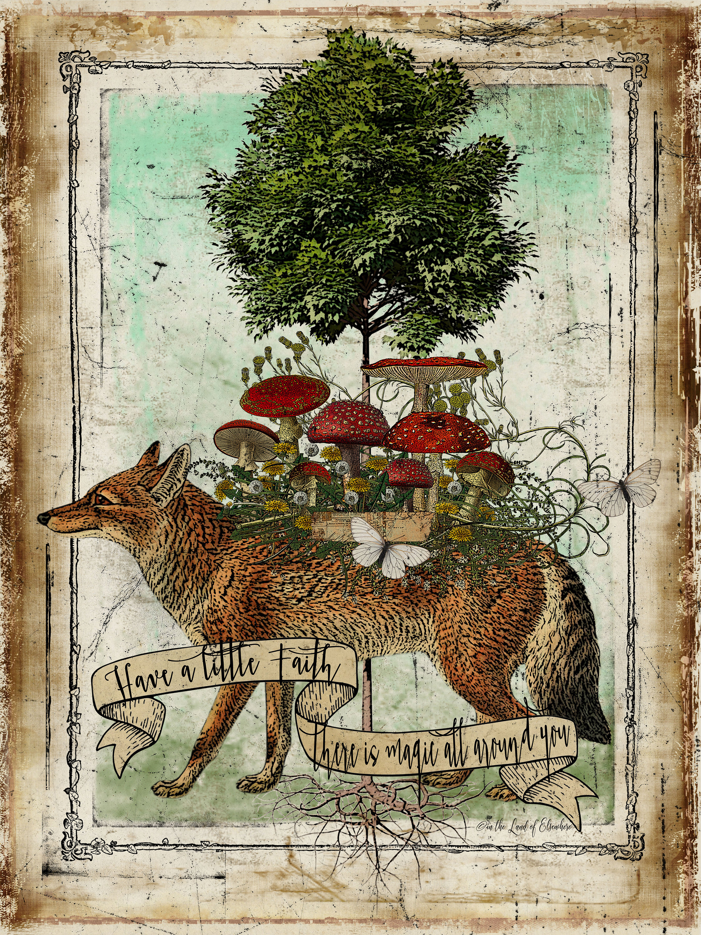Artisan Fox Tree 44X60 Canvas Wall Tapestry. - Etsy