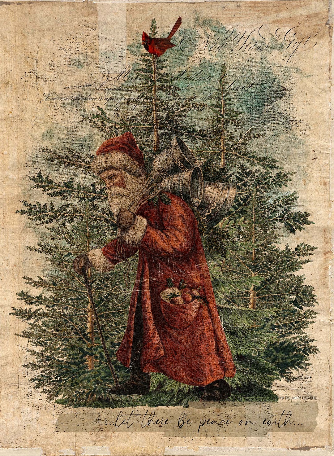 Artisan Peace Santa 44X60 Canvas Wall Tapestry. - Etsy