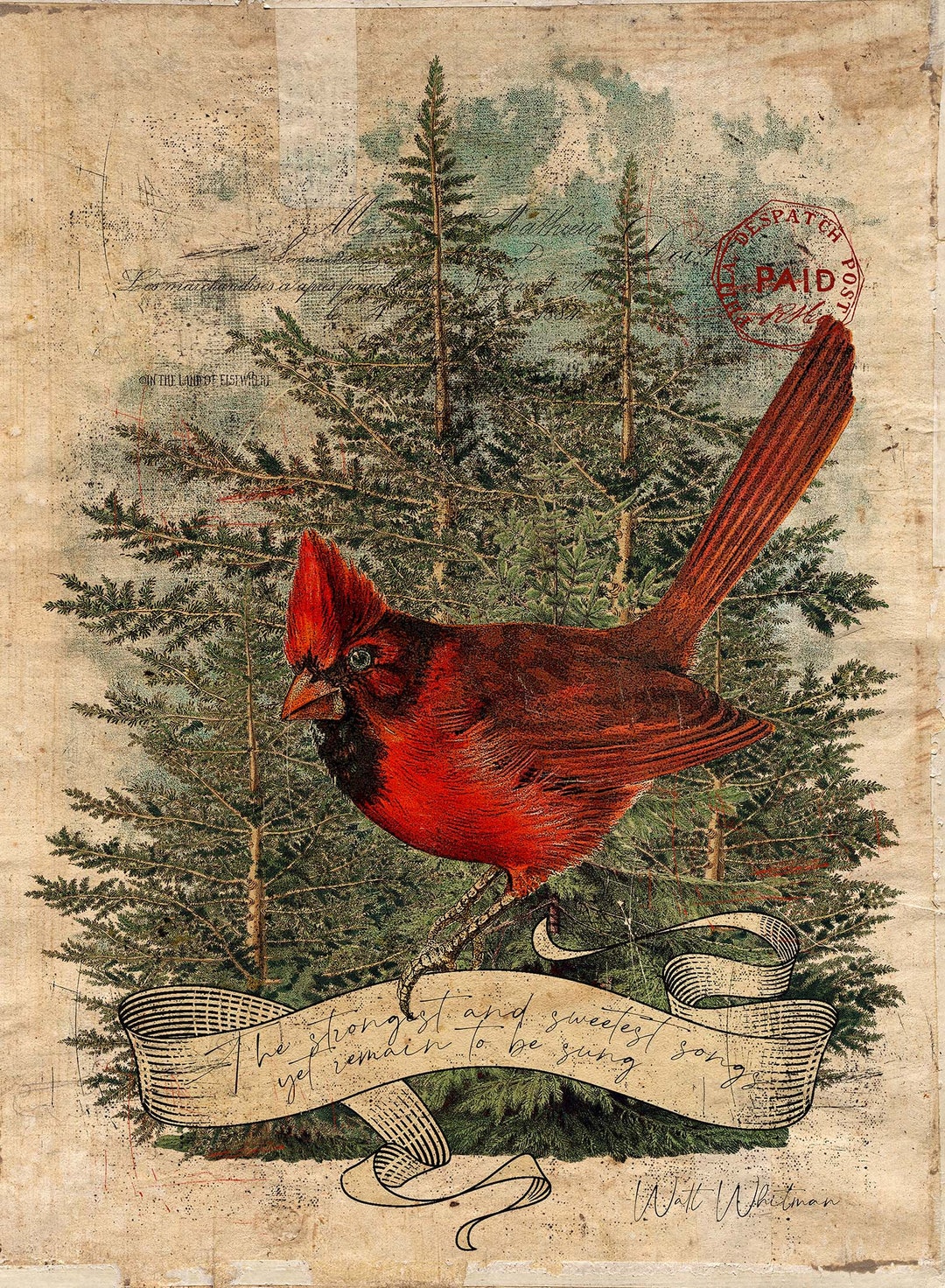 Artisan Redbird 44X60 Canvas Wall Tapestry. - Etsy