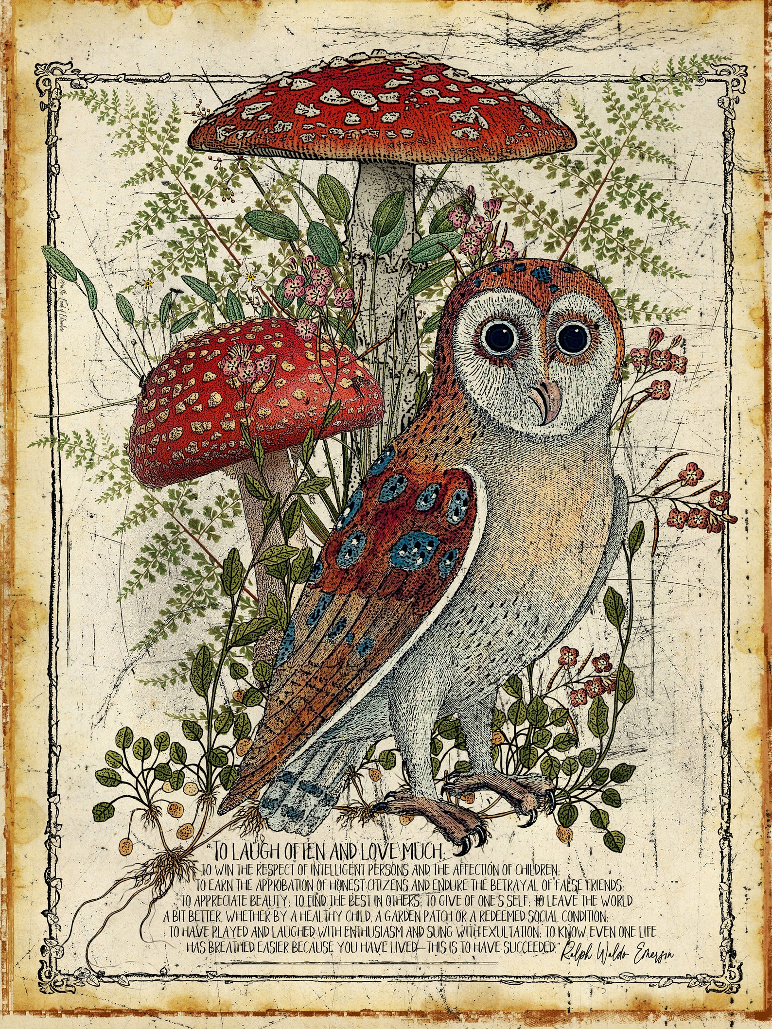 Artisan Orange Owl 44X60 Canvas Wall Tapestry. - Etsy