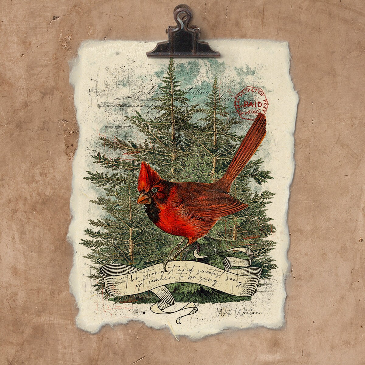 Artisan Redbird Handmade Paper Print - Etsy