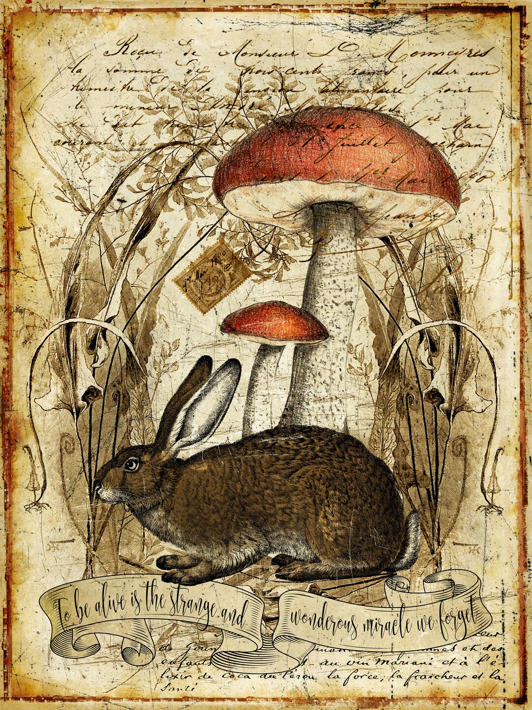 Artisan Woodland Bunny 44X60 Canvas Wall Tapestry. - Etsy