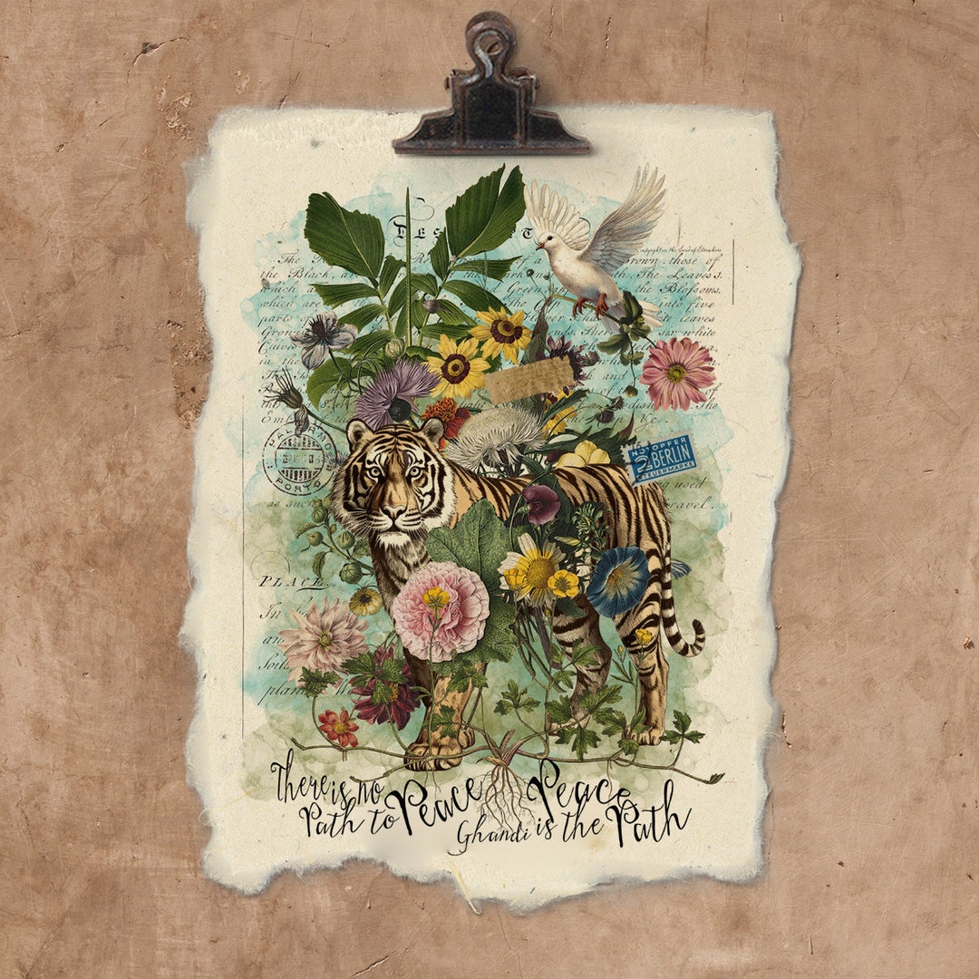 Artisan Peace Tiger Handmade Paper Print. - Etsy